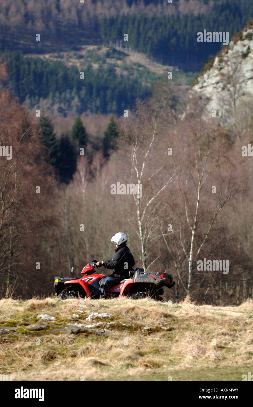 Quad bike riding and instruction in Dunkeld Scotland 12 03 2008 Stock ...