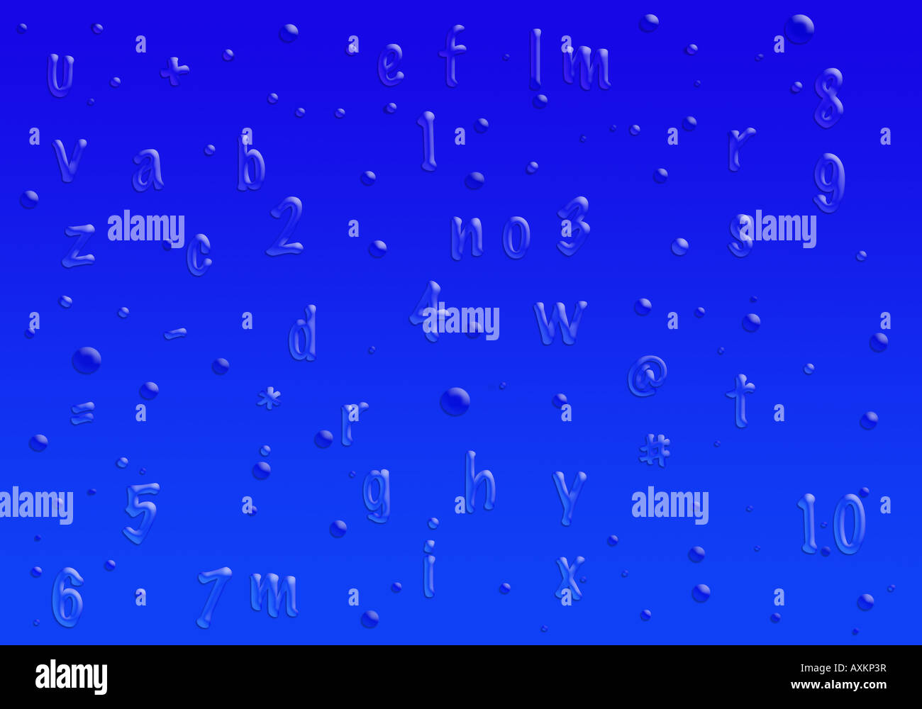 Numbers and letters water Stock Photo - Alamy