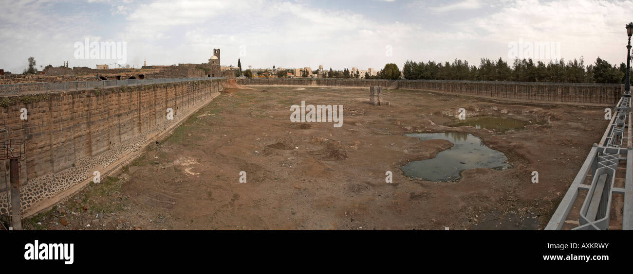 Bosra Syria Roman cistern reservoir pool panorama Stock Photo - Alamy