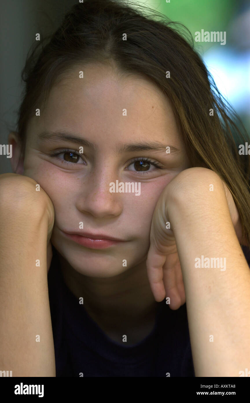 girl with sad expression Stock Photo - Alamy