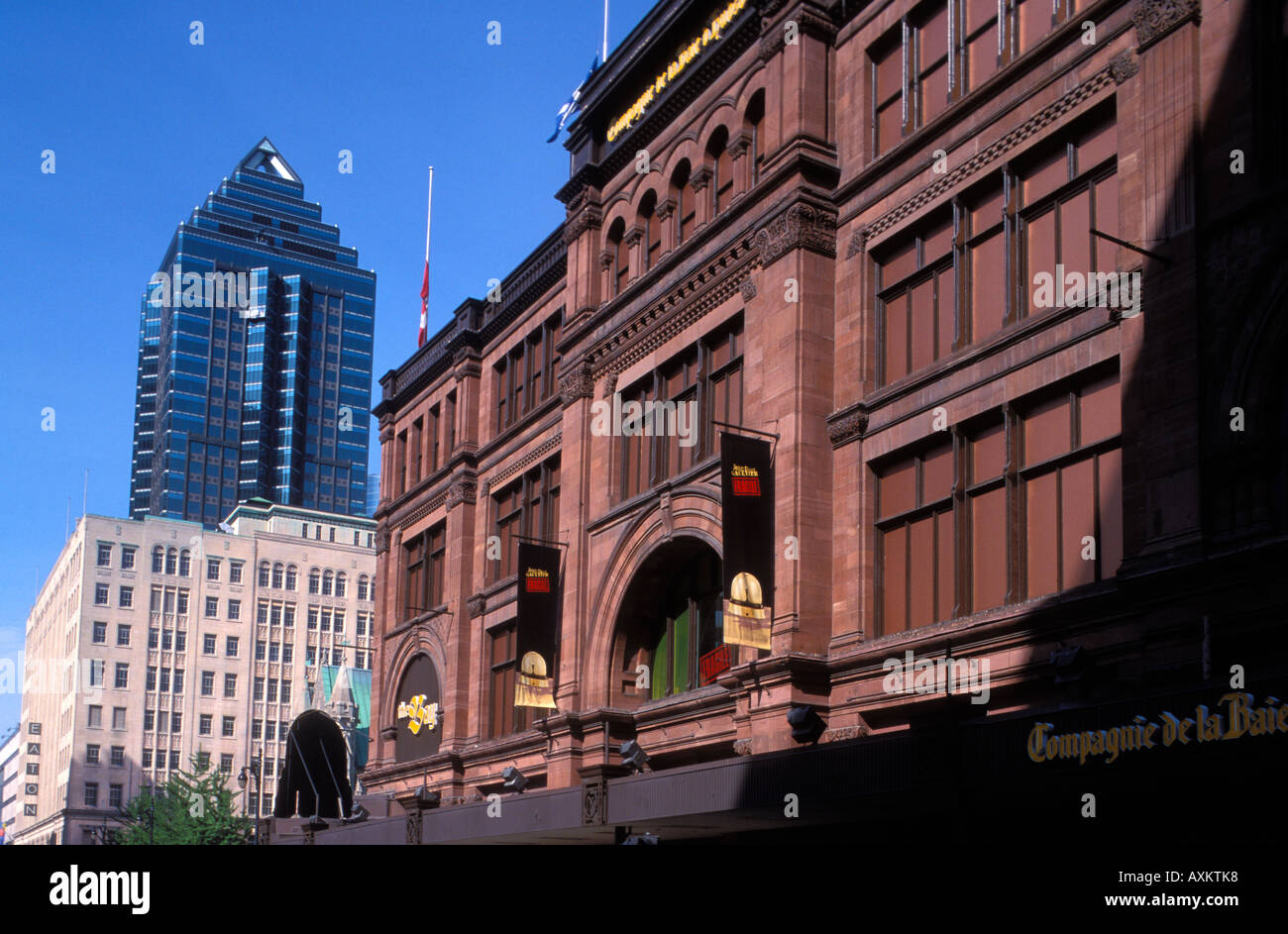 Canada Quebec Montreal the facade of the historic Bay department store ...