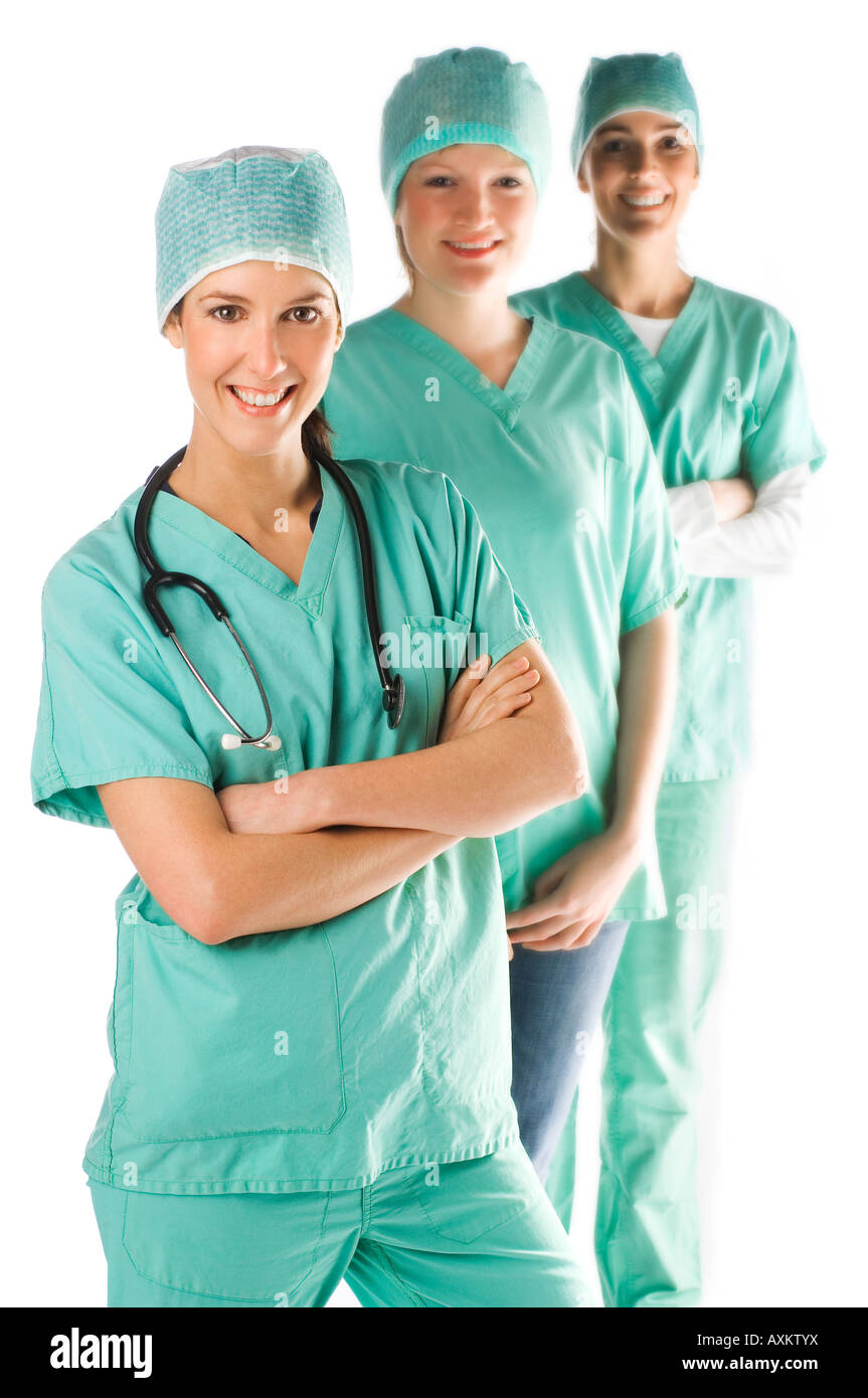 Portrait of three young and beautiful nurses Stock Photo - Alamy