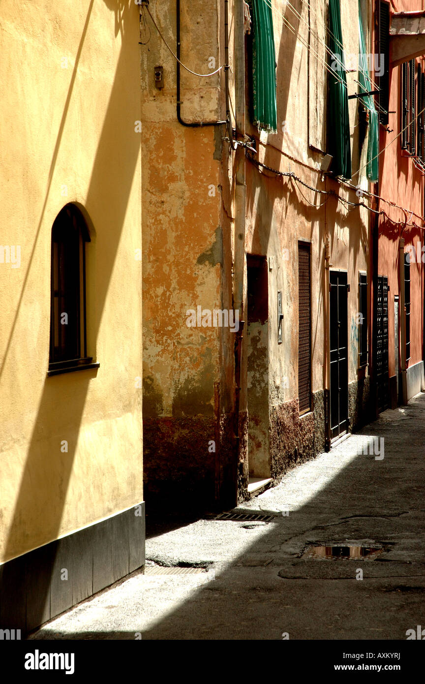 An alleyway in Liguria in Northern Italy known as a "Caruggio Stock ...