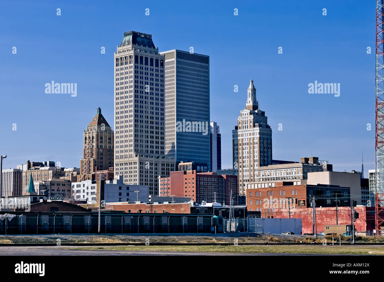 Tulsa Oklahoma skyline, taken from the Brady District in the spring ...