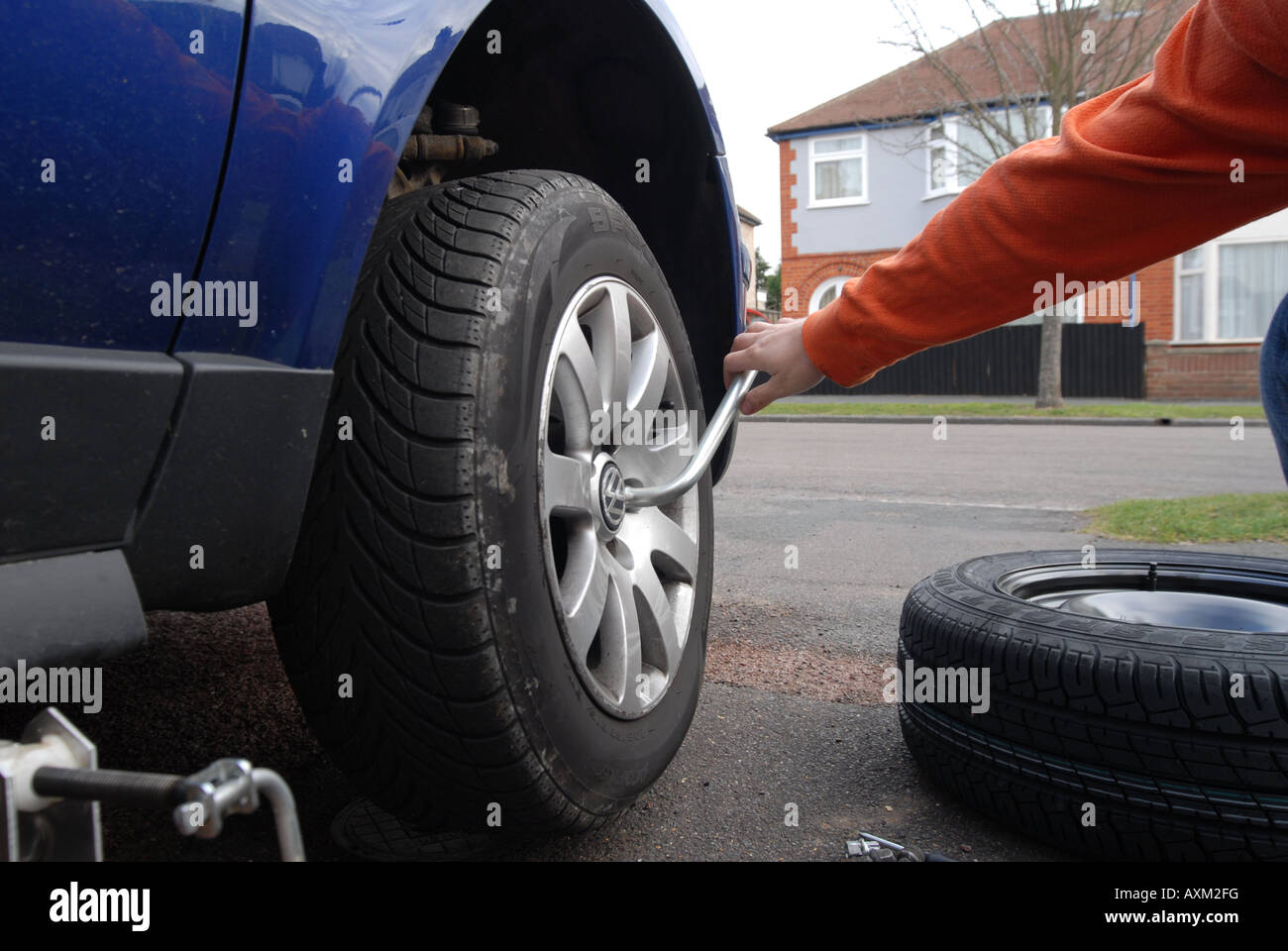 Puncture car hi-res stock photography and images - Alamy