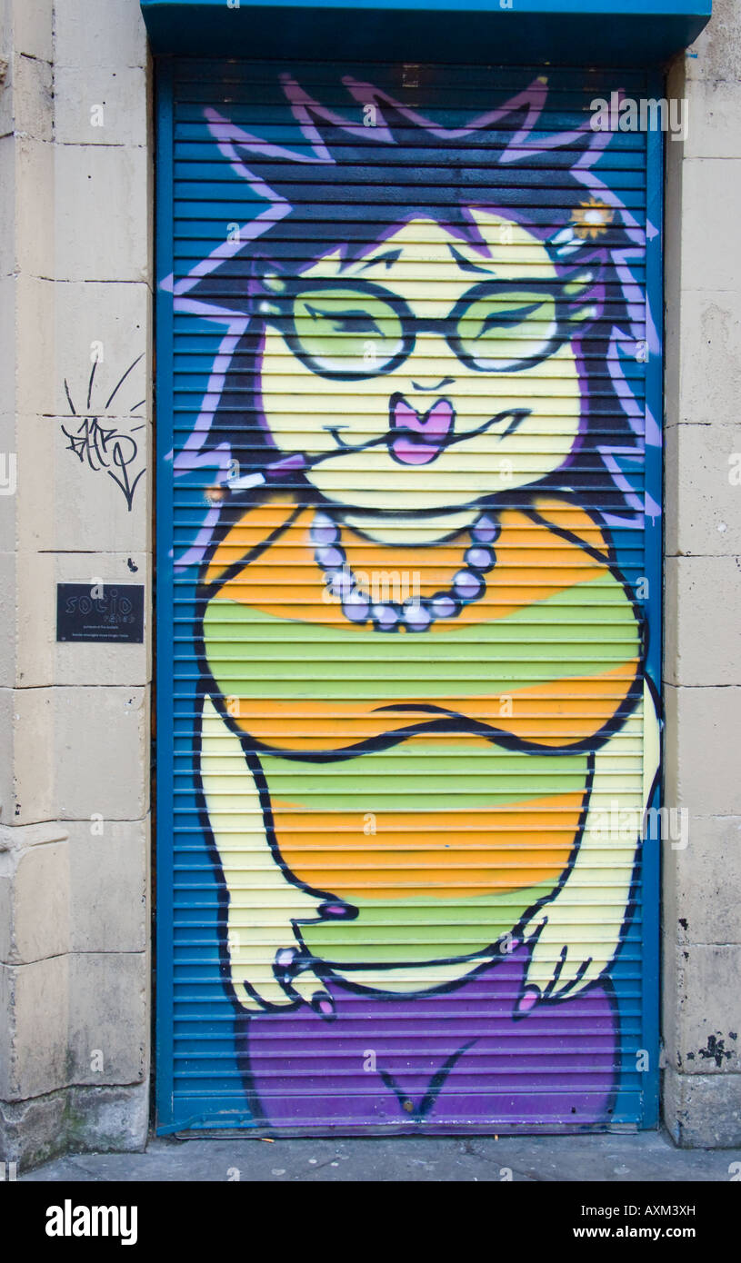 Fat woman graffiti on a doorway, Manchester Stock Photo - Alamy