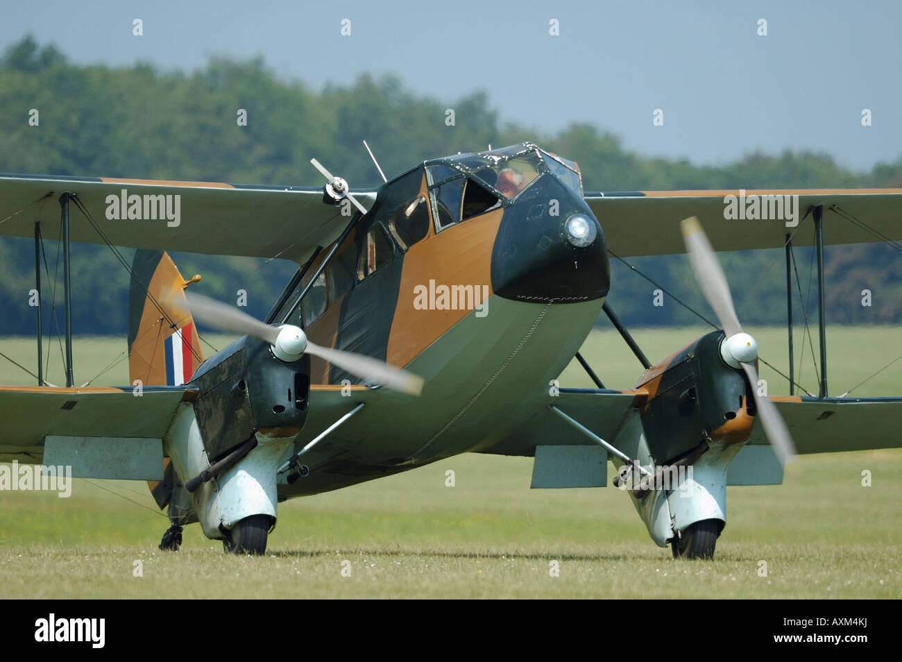 Old 30's British transport biplane De Havilland DH-89 Dragon Rapide ...