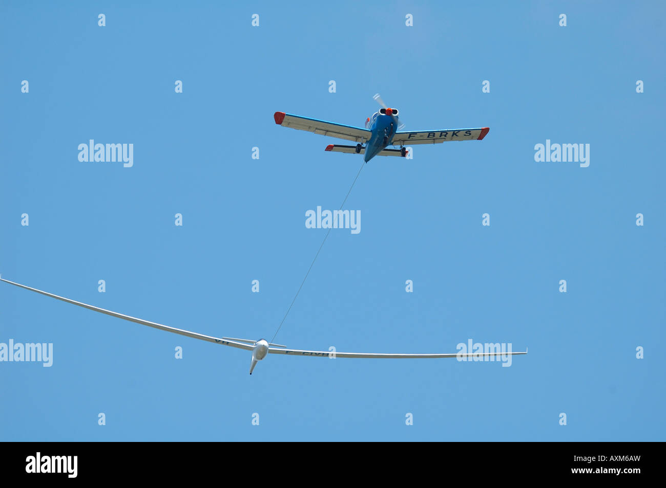 A french aircraft Morane Saulnier MS 893 Commodore towing a german ...