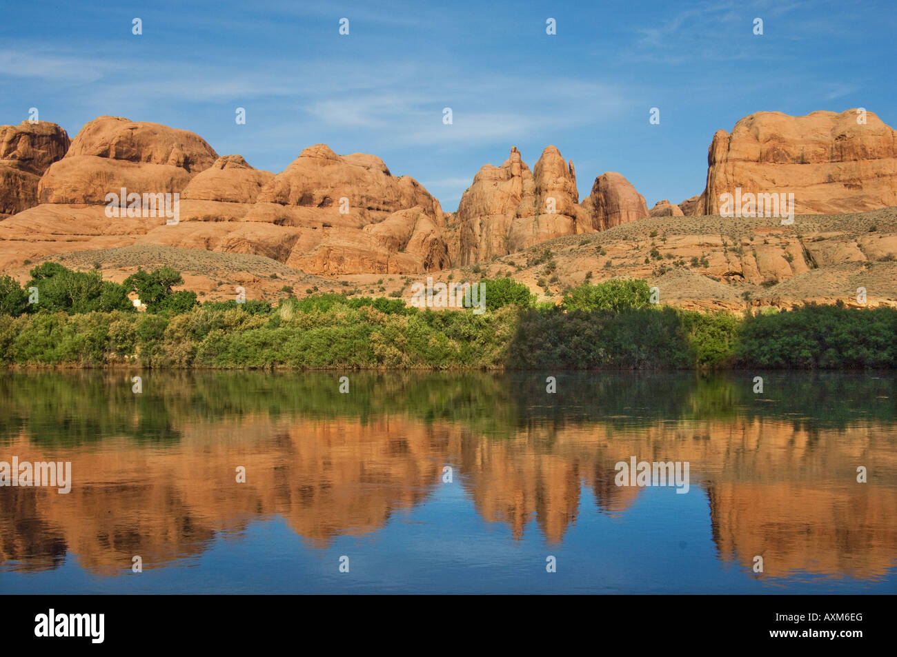 Colorado River from the Potash Road, with Navajo Sandstone Stock Photo ...