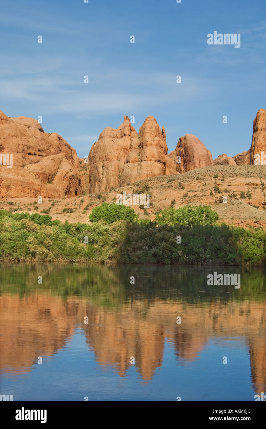 Colorado River from the Potash Road, with Navajo Sandstone Stock Photo ...