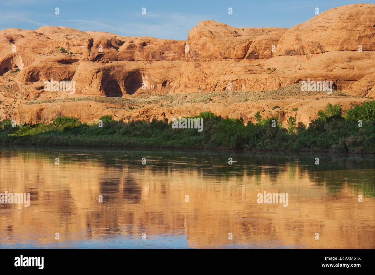 Colorado River from the Potash Road, with Navajo Sandstone Stock Photo ...