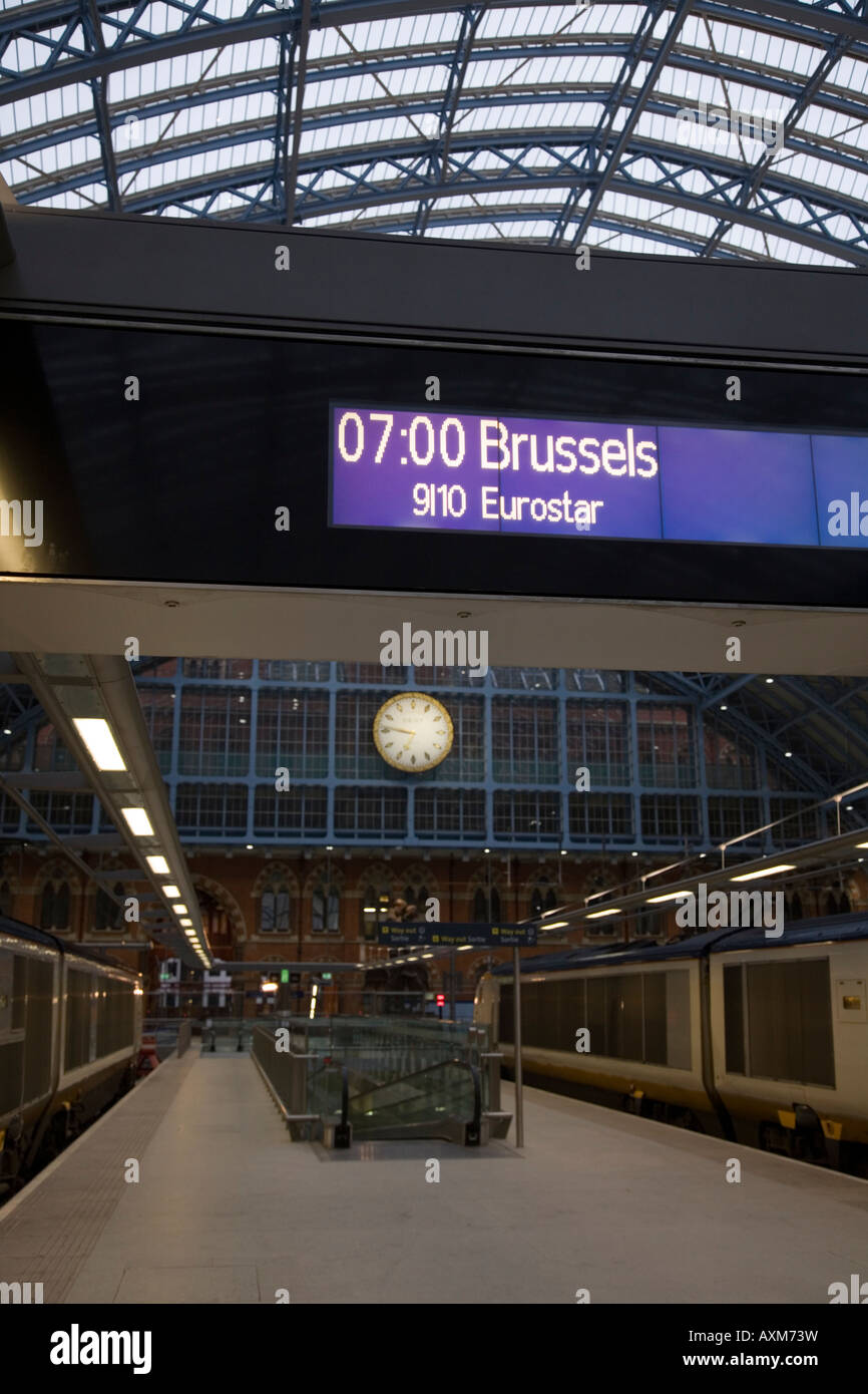 Train platform departure display for Brussels service. International ...