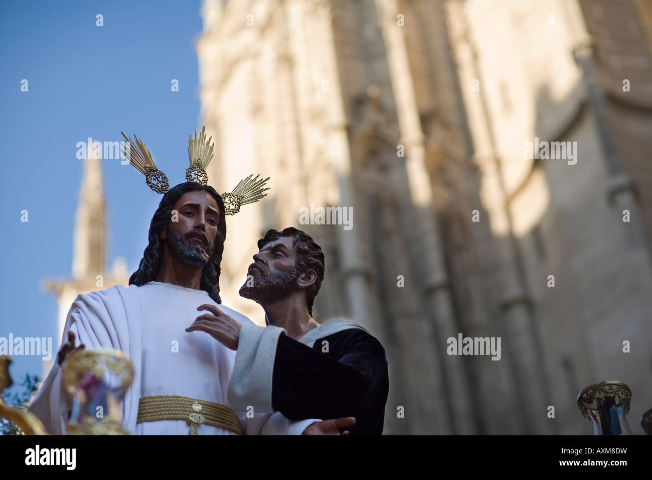 Judas Iscariot kissing Jesus Christ, Holy Week float, Seville, Spain ...