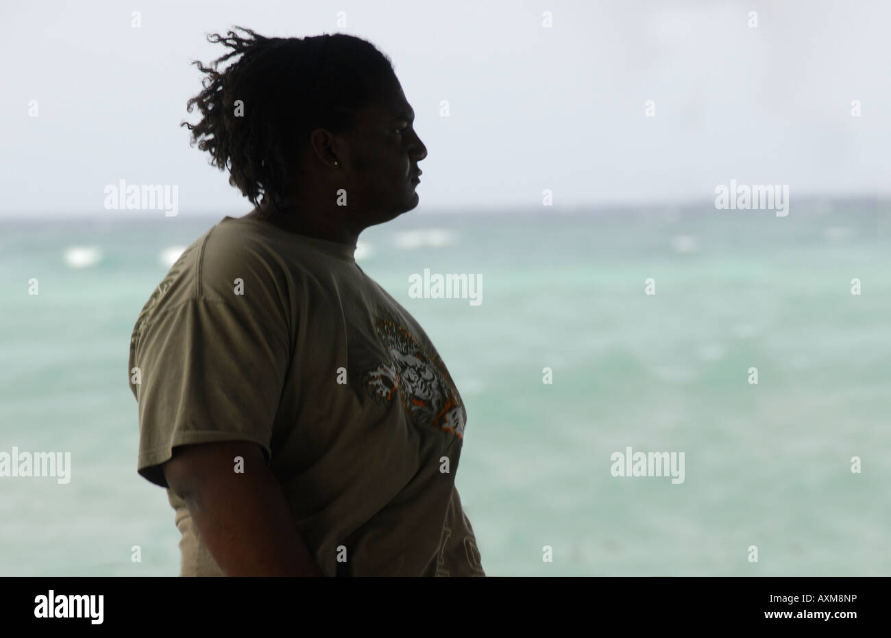 Silhouette of Polynesian man by the sea Stock Photo - Alamy