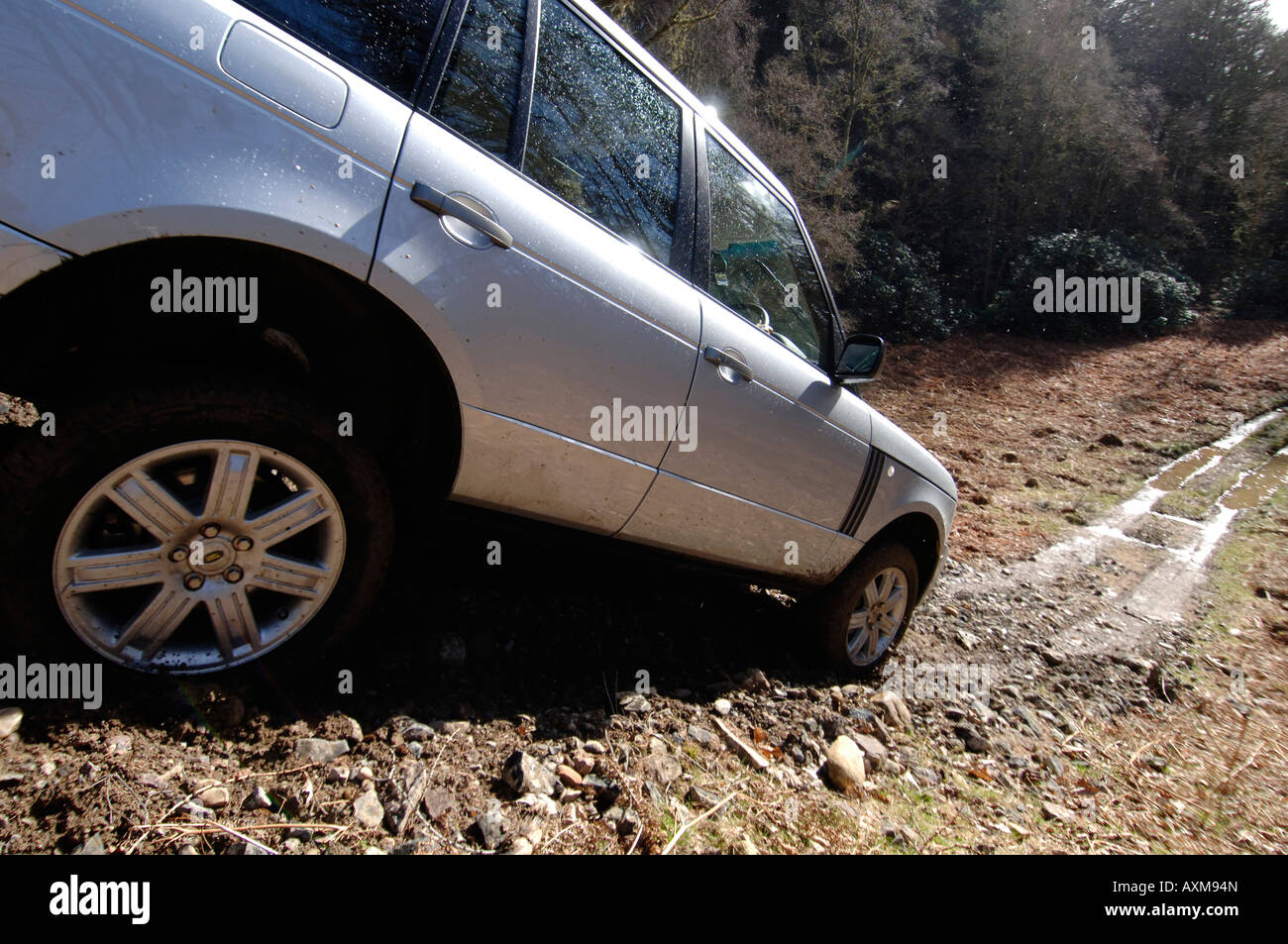 Land Rover 4 x 4 experience driving in Dunkeld Scotland Stock Photo - Alamy