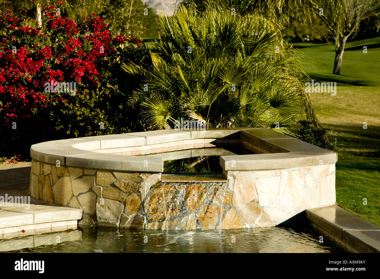 Swimming Pool Flagstone Spa Stock Photo - Alamy