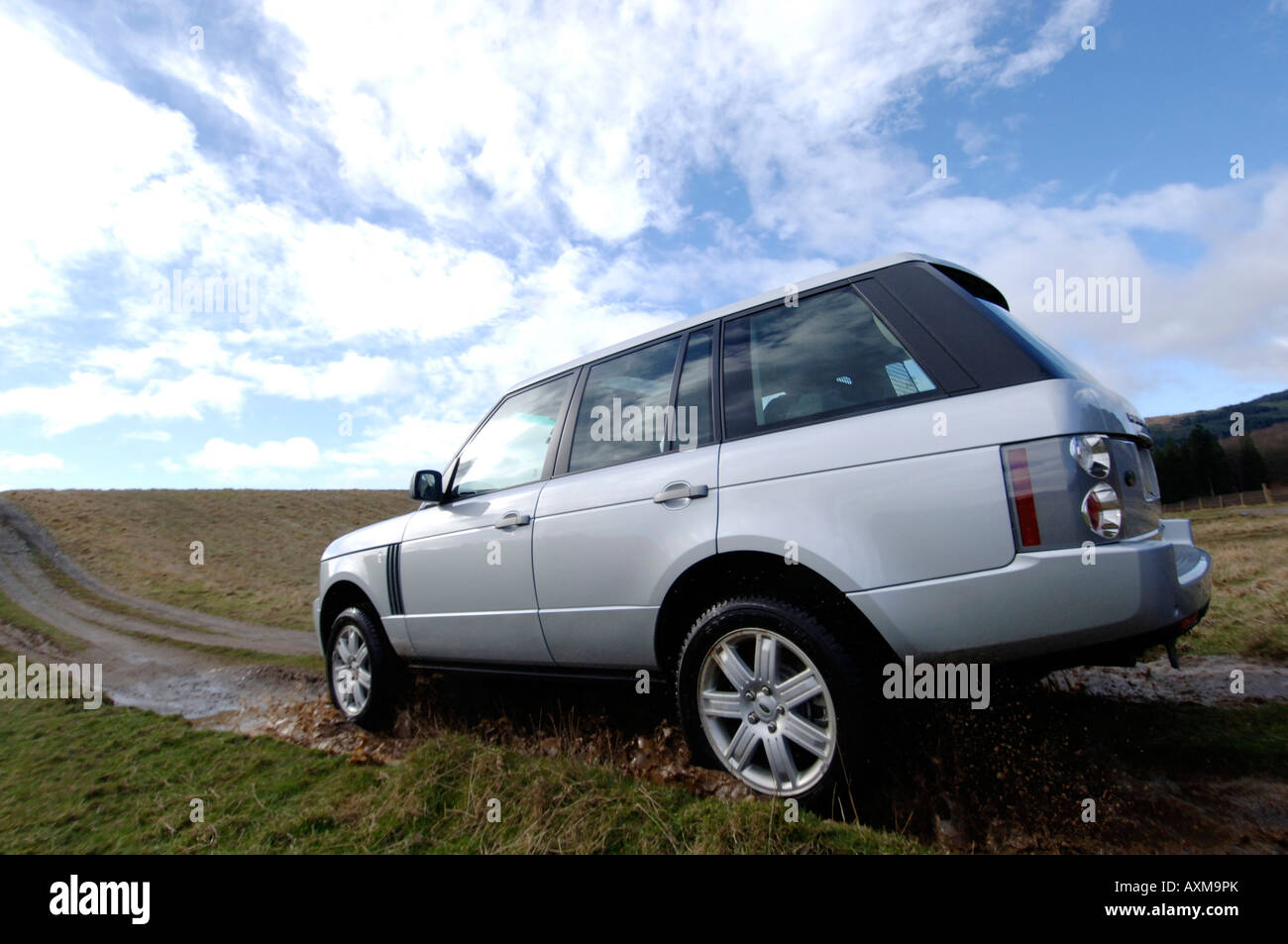 Land Rover 4 x 4 experience driving in Dunkeld Scotland Stock Photo - Alamy