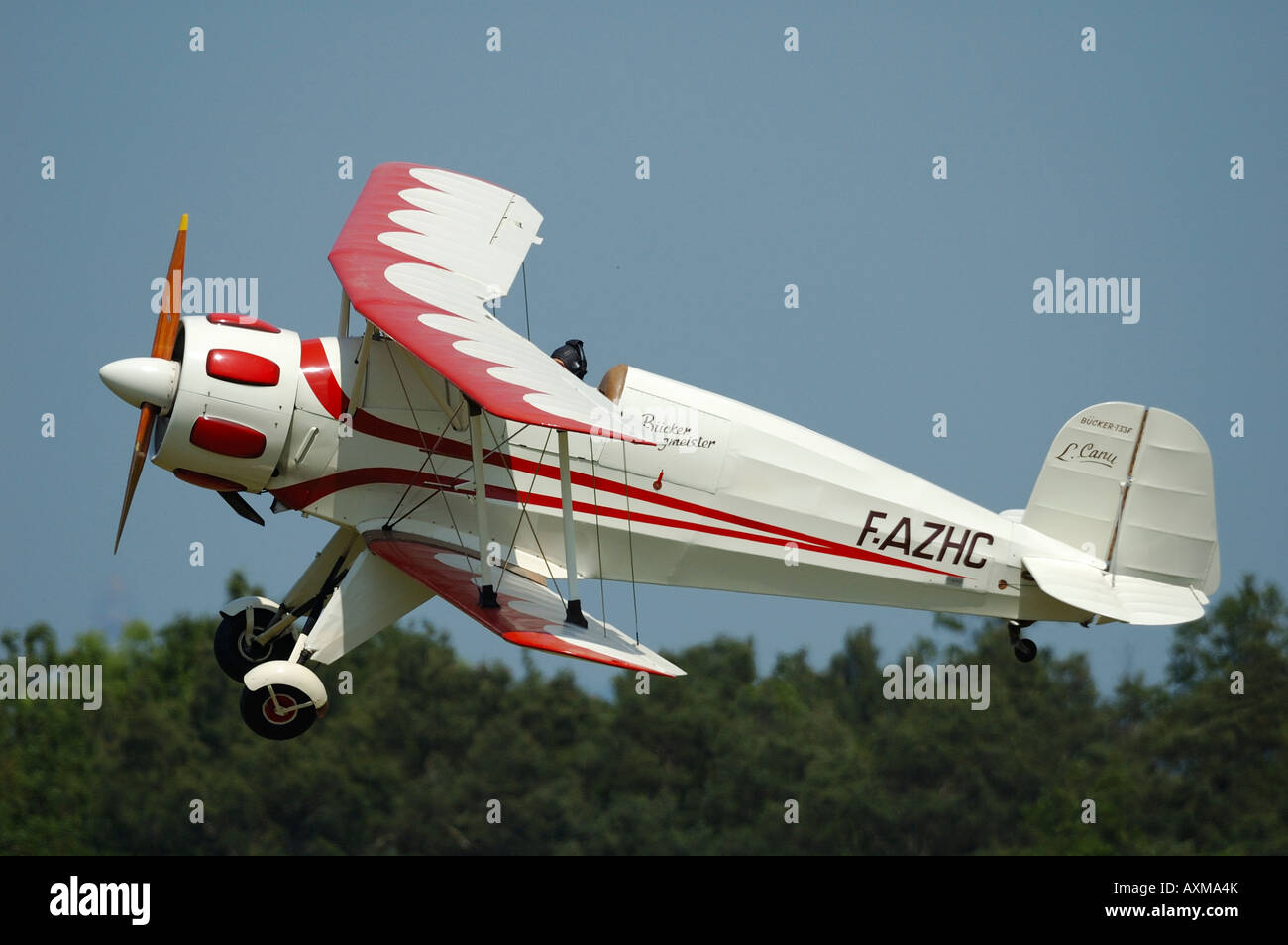 Old 30's German biplane Bucker Bu 133 Jungmeister, French vintage air ...