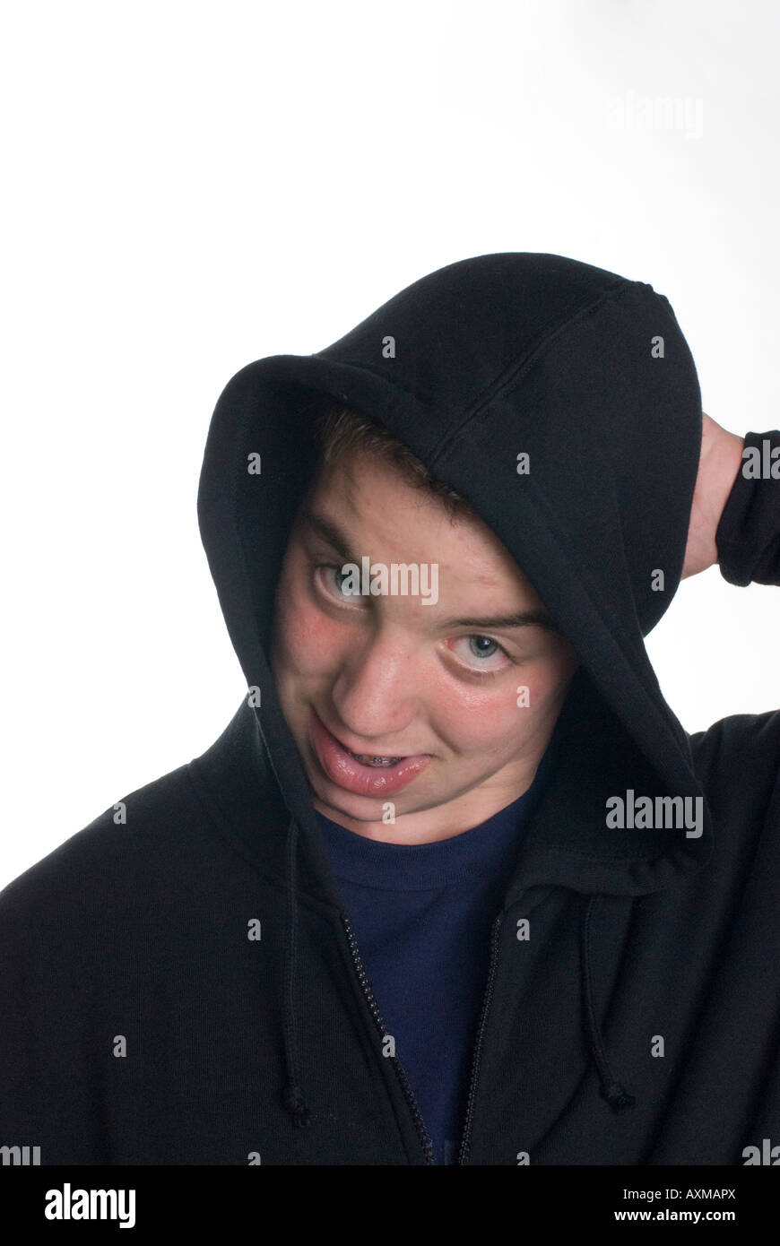 Puzzled teenage boy in hoody Stock Photo - Alamy