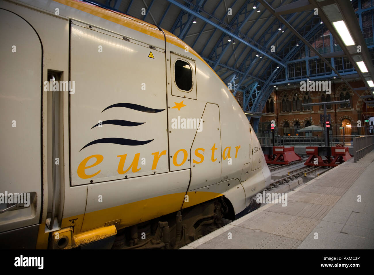 Eurostar locomotive train at Kings Cross Saint Pancras Eurostar Channel ...