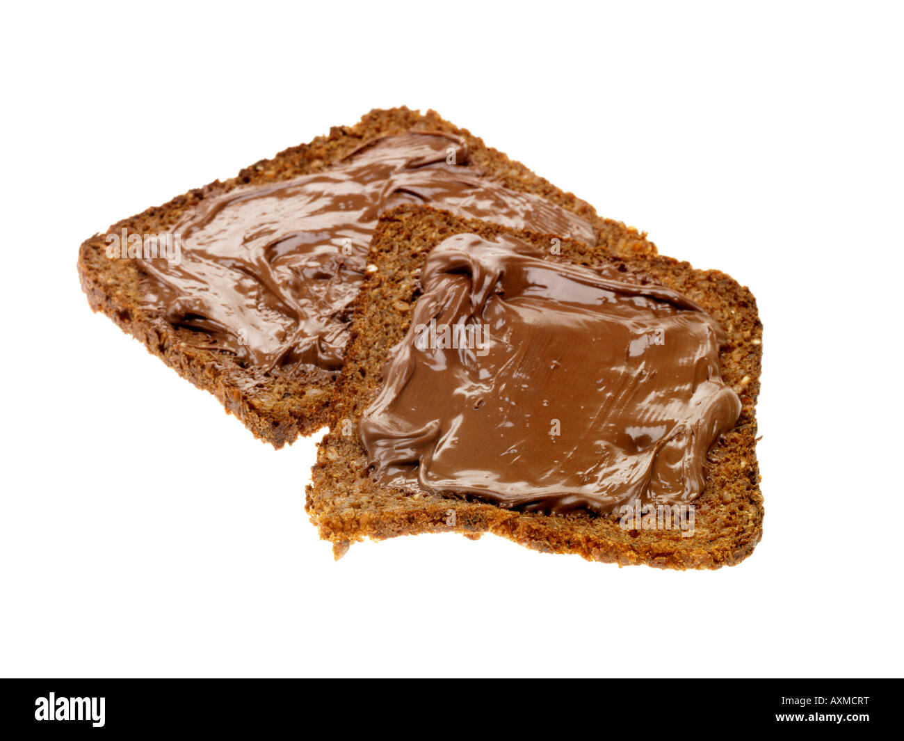 Toasted Rye Bread With Chocolate Spread Stock Photo - Alamy