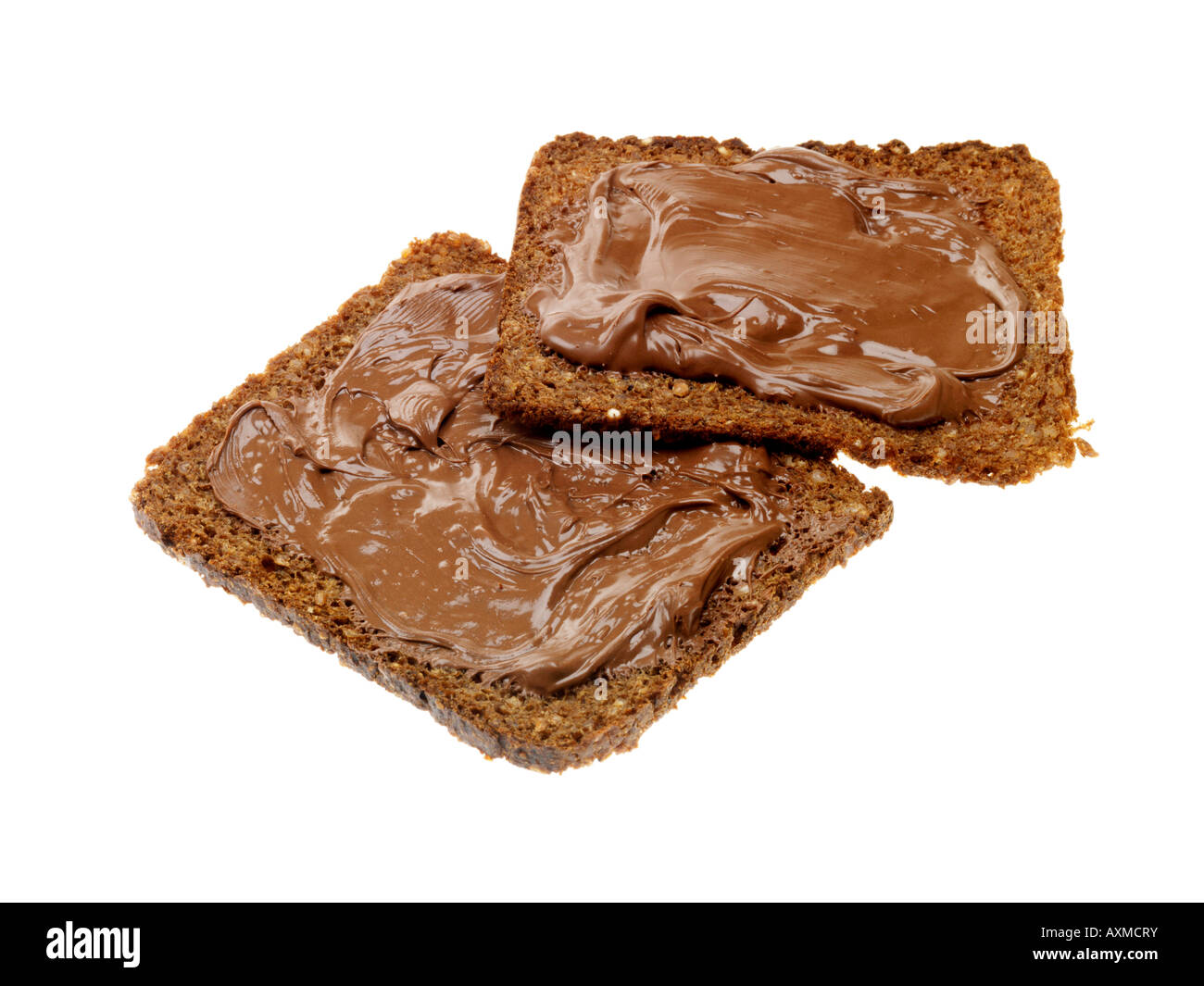 Toasted Rye Bread With Chocolate Spread Stock Photo - Alamy
