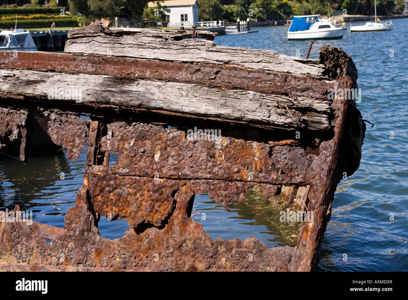 The rusty bow of a wrecked Maritime Services Board Hopper Barge Stock ...