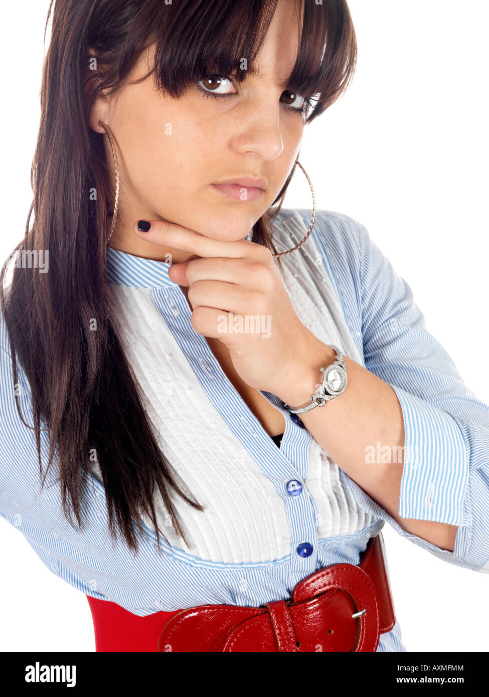 Smart Teenager Thinking Model Released Stock Photo - Alamy