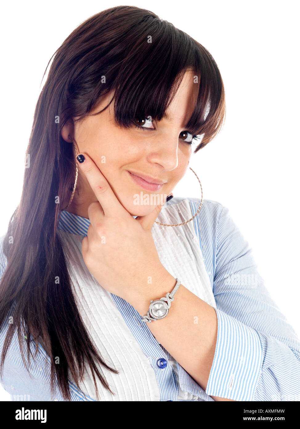 Smart Teenager Thinking Model Released Stock Photo - Alamy