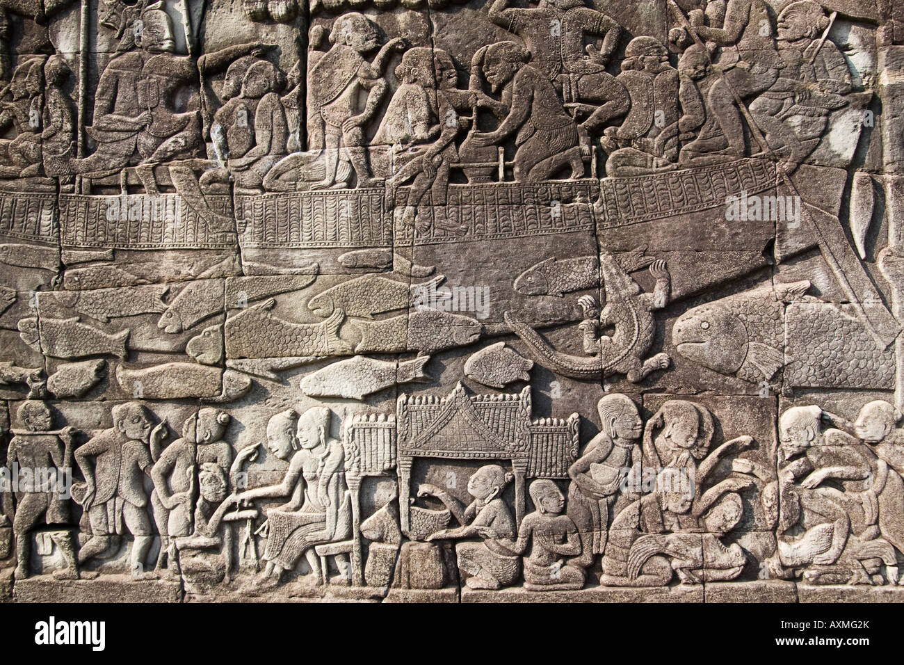 Bas Relief, The Bayon Temple, Angkor Wat, Cambodia Stock Photo - Alamy