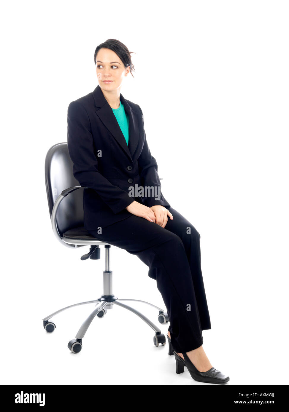 Woman sat on chair Cut Out Stock Images & Pictures - Alamy