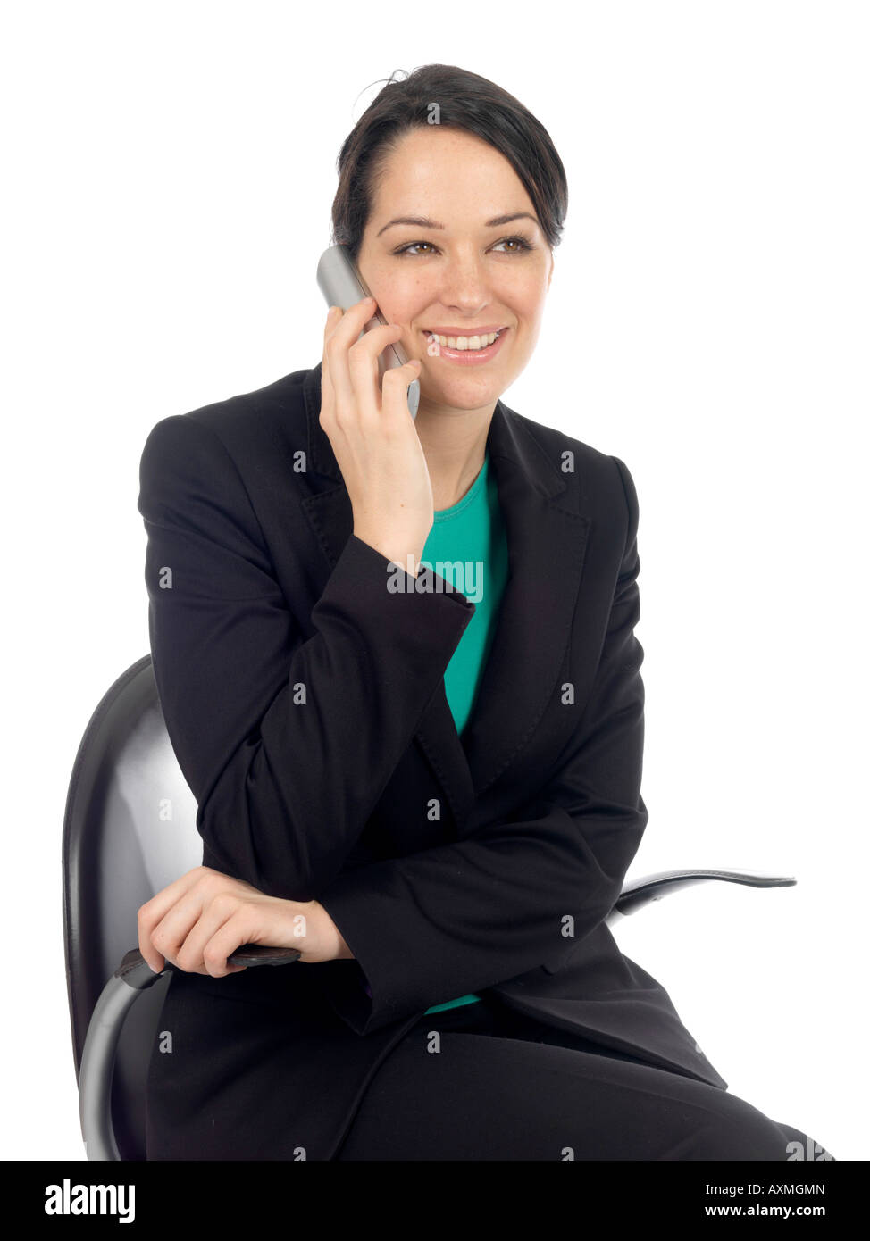 Young Woman Using Telephone Model Released Stock Photo - Alamy