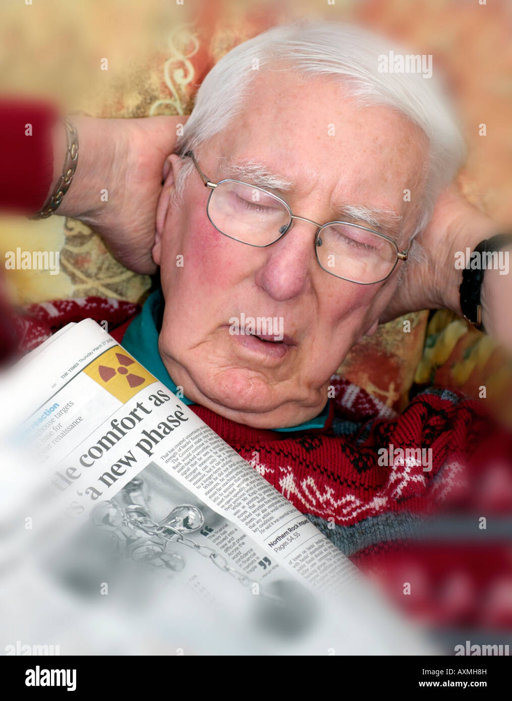 ELDERLY MAN DOZING Stock Photo - Alamy