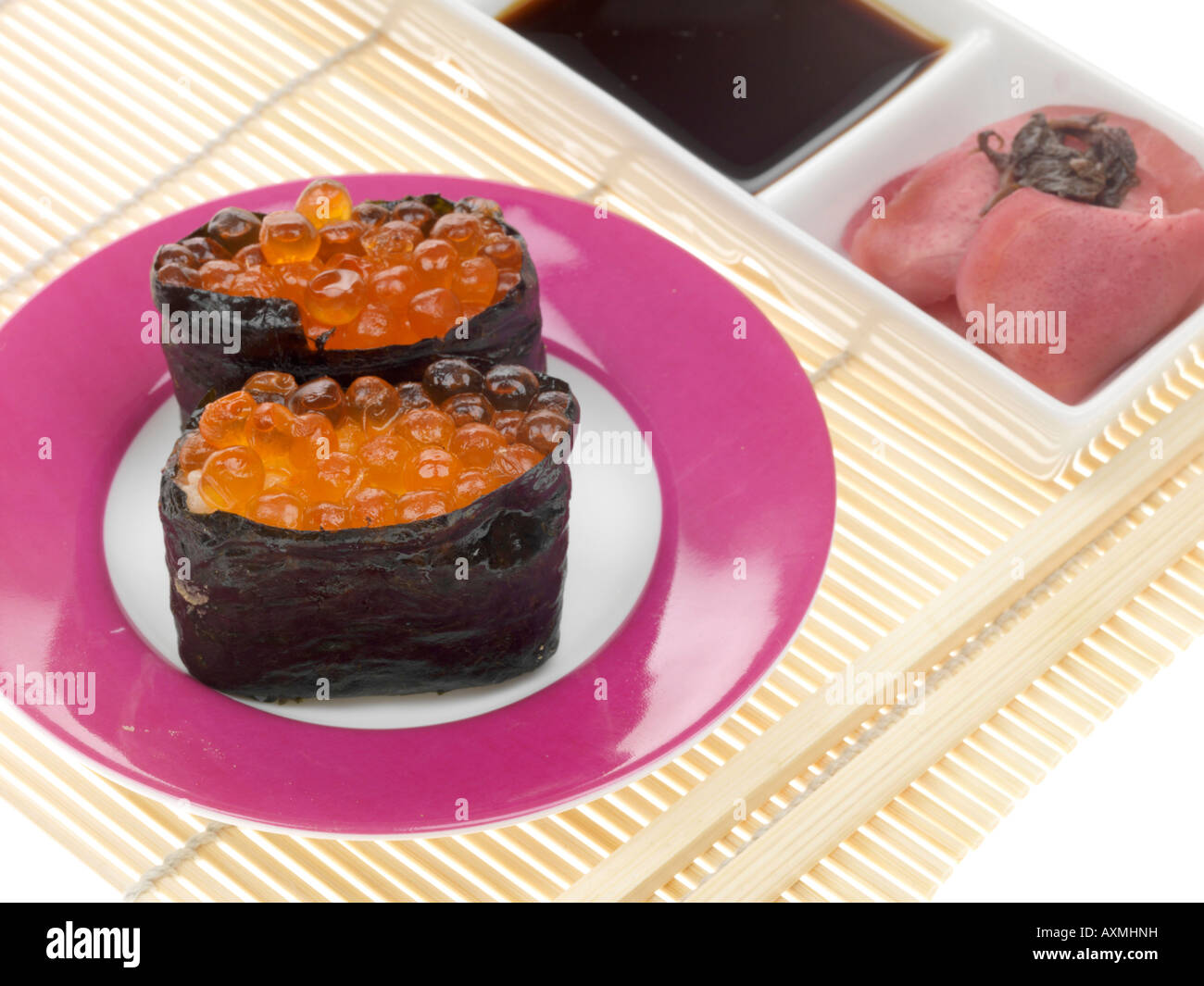 Akashi Salmon Roe Sushi Stock Photo - Alamy