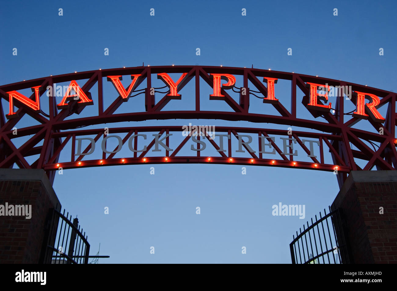 Navy Pier sign in Chicago Illinois USA Stock Photo - Alamy