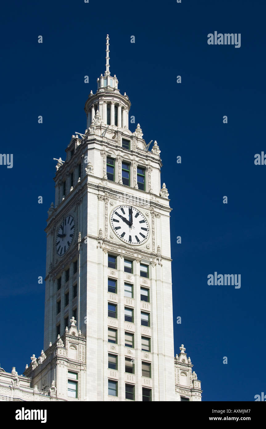 Wrigley Building clock tower Chicago Illinois USA Stock Photo - Alamy