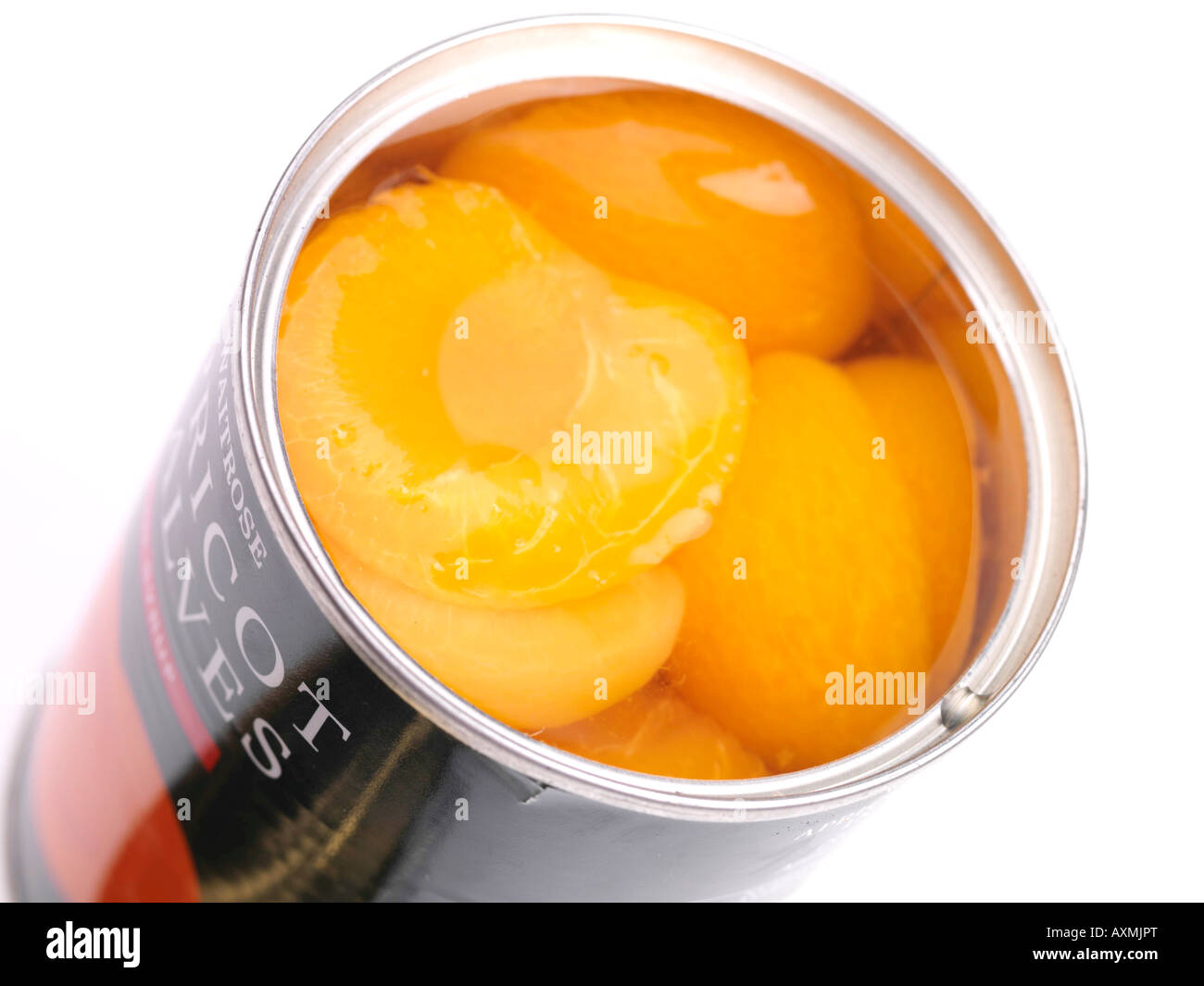 Tin of Apricot Halves Stock Photo - Alamy