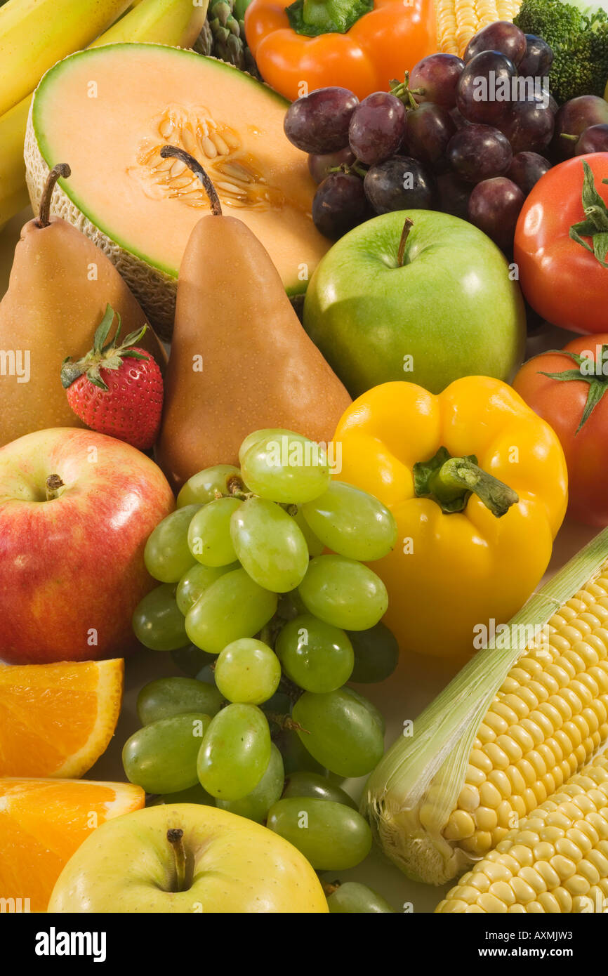 Close up of fresh fruits and vegetables Stock Photo - Alamy