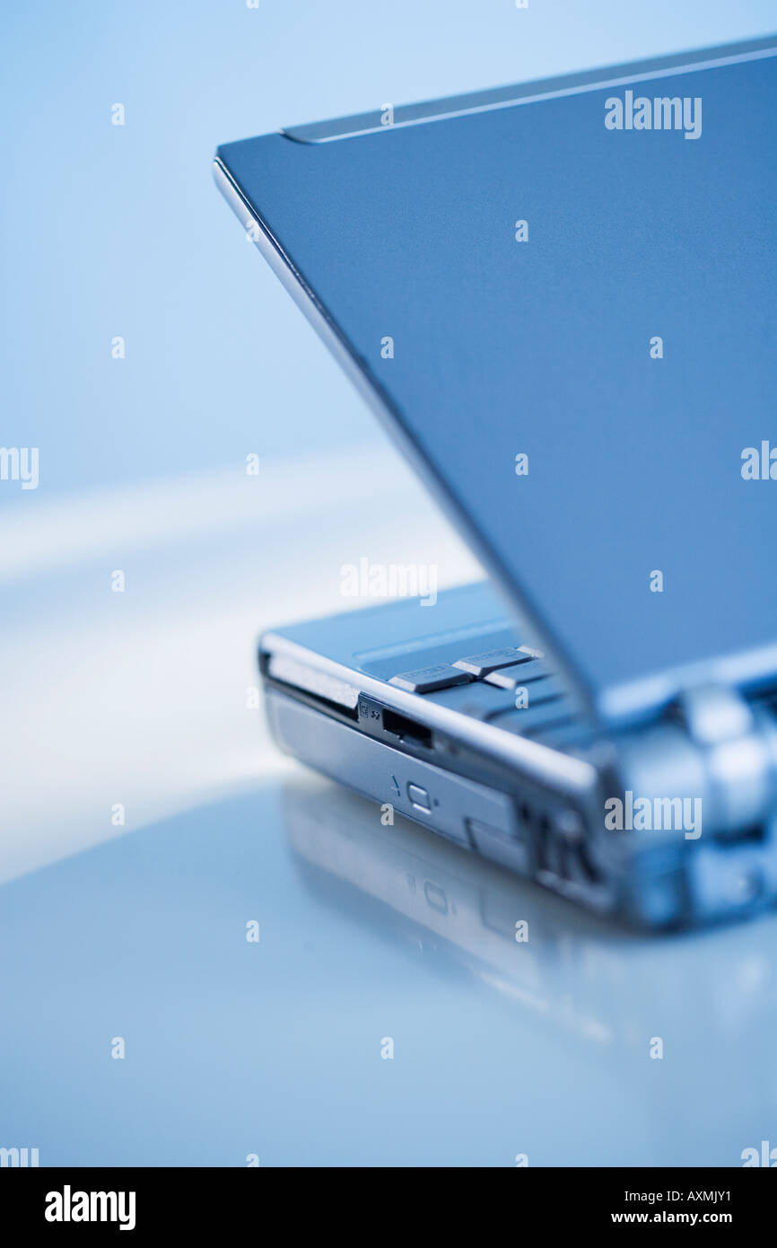 Rear view of open laptop computer Stock Photo - Alamy