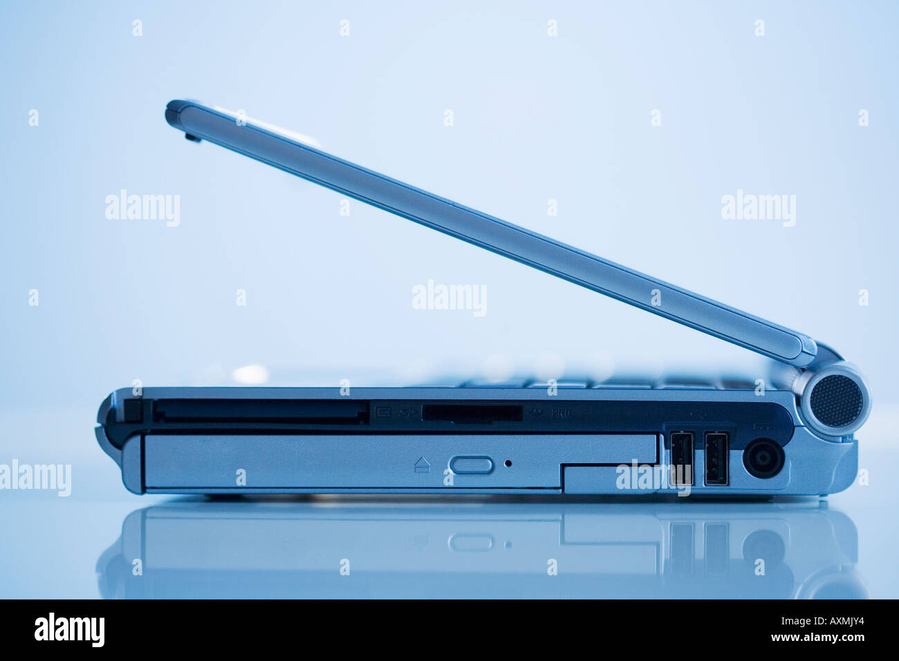 Side view open laptop computer Stock Photo - Alamy