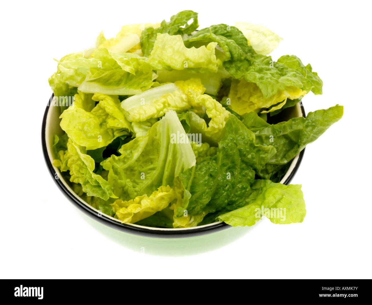Fresh Healthy Ready To Eat Lettuce Salad Leaves In A Bowl Isolated ...