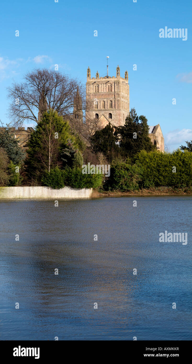 TEWKESBURY ABBEY DURING THE FLOODS. TEWKESBURY. GLOUCESTERSHIRE ...