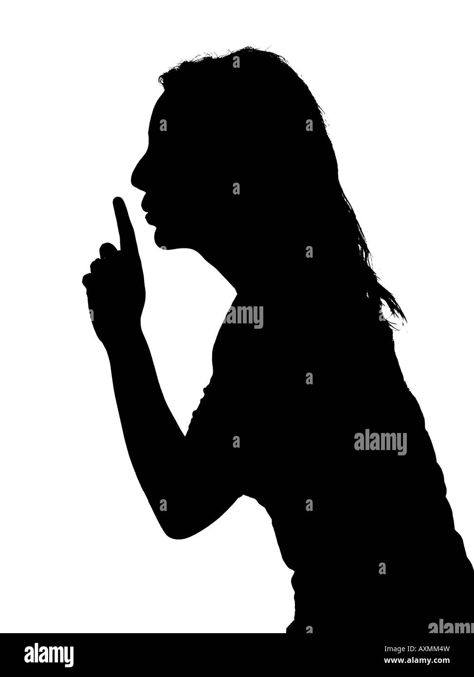 Silhouette of Woman Hushing Stock Photo - Alamy