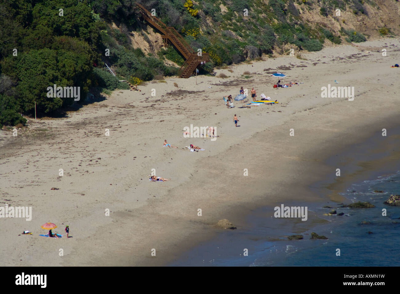 Bathers on the beach in Malibu, CA, Pt. dume Stock Photo - Alamy