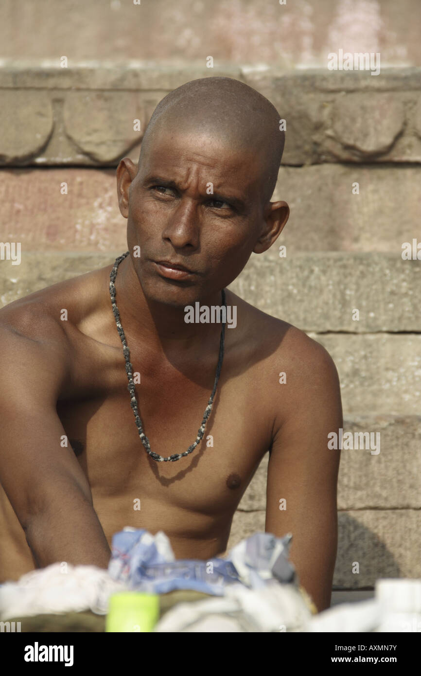 An Indian male with head shaved Stock Photo - Alamy