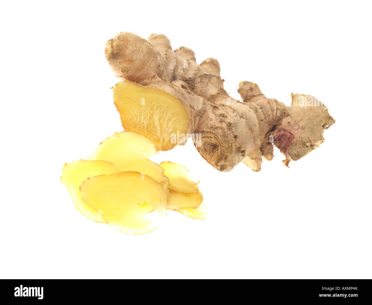 Ginger root and slices Cut Out Stock Images & Pictures - Alamy