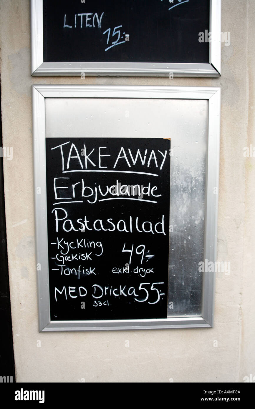 Menu in Swedish and English outside Gothenburg restaurant Stock Photo ...