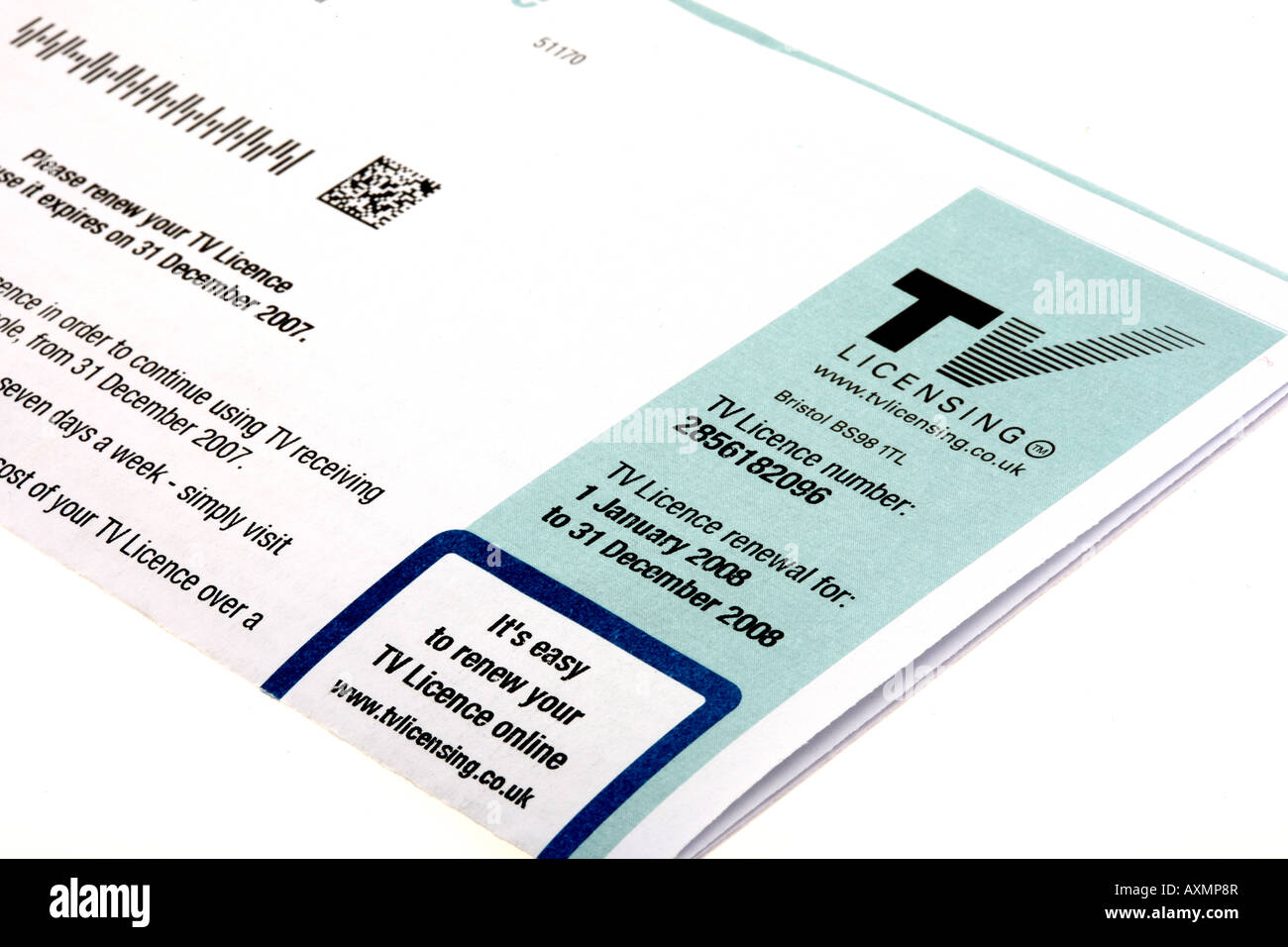 Television License Reminder Stock Photo - Alamy