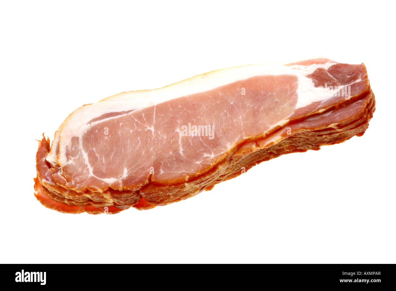 A Pile Of Fresh Raw Uncooked Smoked Back Bacon Rashers Against A White ...