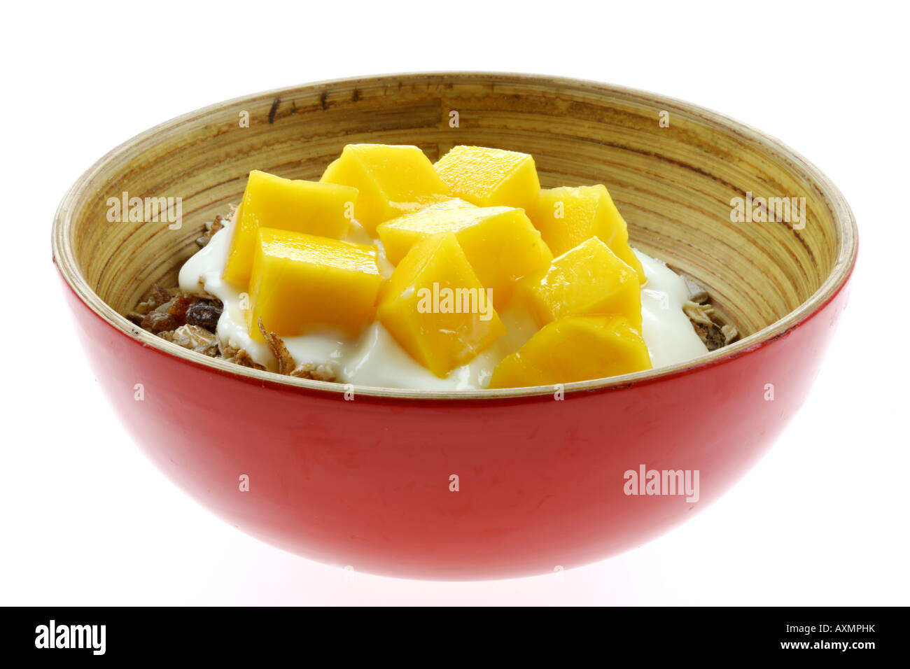 Muesli with Natural Yoghurt and Mango Stock Photo - Alamy